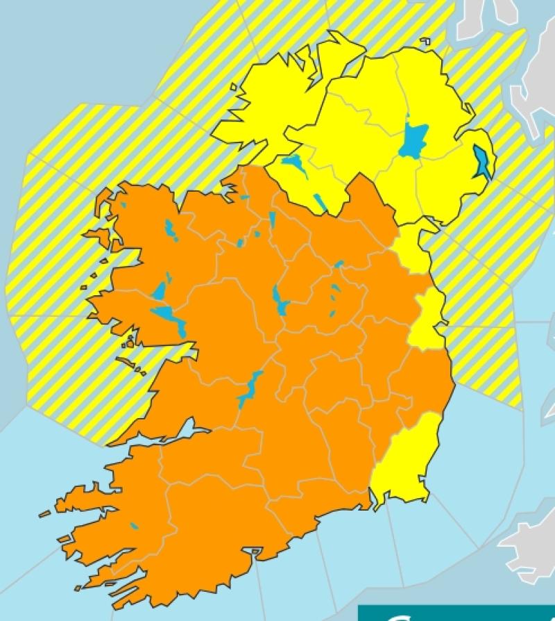 BREAKING: Met Eireann issues status orange warning for most of Ireland ...
